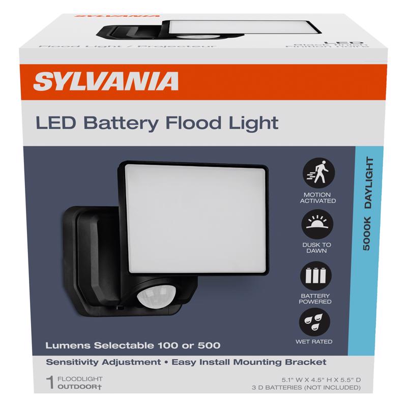 Sylvania Motion-Sensing Battery Powered LED Black Security Floodlight ...