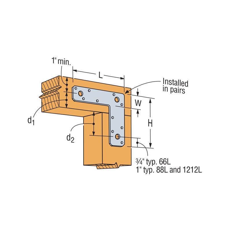 Simpson Strong-Tie 6 in. H X 6 in. W 14 Ga. Galvanized Steel L Strap ...